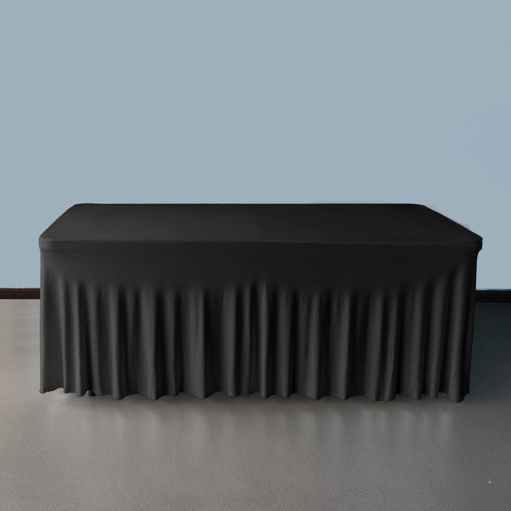 Black 6' ft. Spandex Table Skirt Rectangular Fitted Stretch Tablecloth