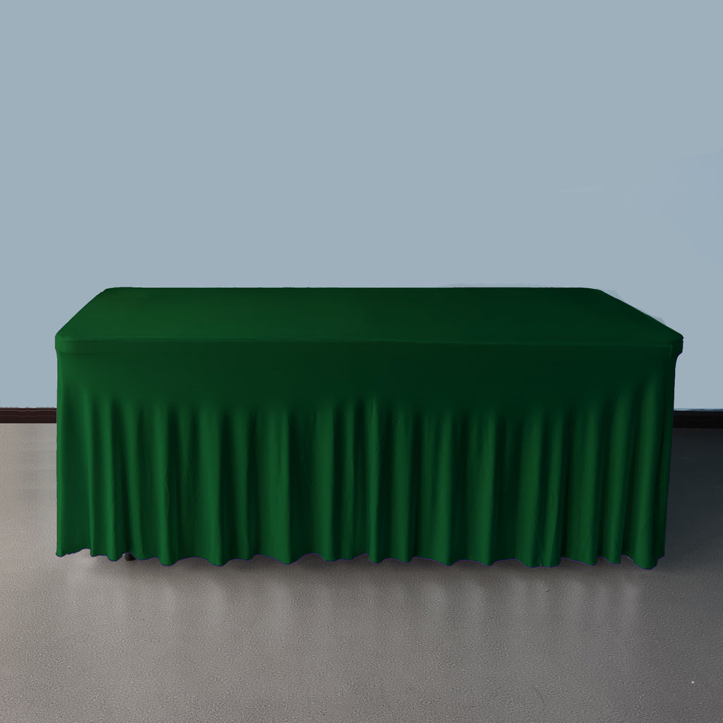 Hunter Green 8' ft. Spandex Table Skirt Rectangular Fitted Stretch ...