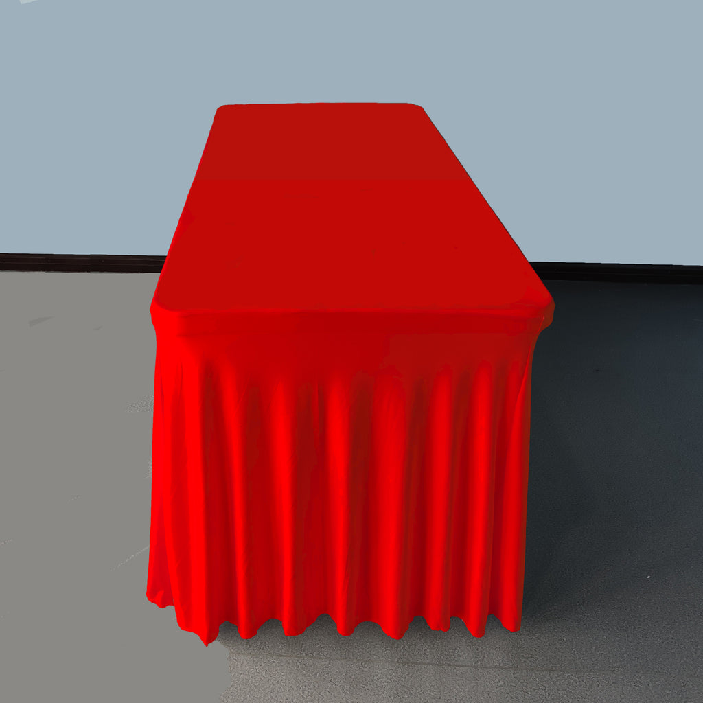 Red 8' ft. Spandex Table Skirt Rectangular Fitted Stretch Tablecloth