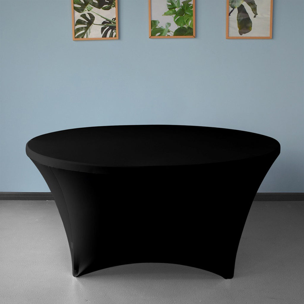 Black 5 ft. 60inch Round Spandex Tablecloth Fitted Stretch Table Cover