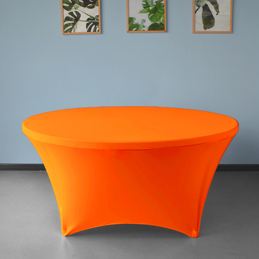 Orange 5 ft. 60inch Round Spandex Tablecloth Fitted Stretch Table Cover