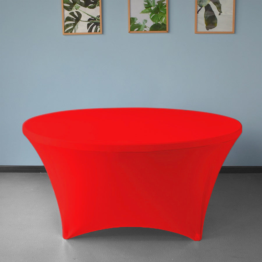 Red 6 ft. 72in Round Spandex Tablecloth Fitted Stretch Table Cover