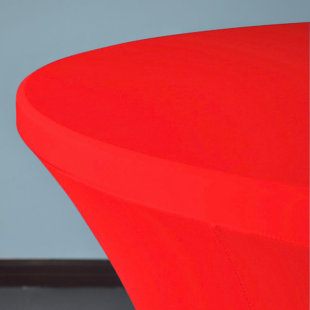 Red 6 ft. 72in Round Spandex Tablecloth Fitted Stretch Table Cover