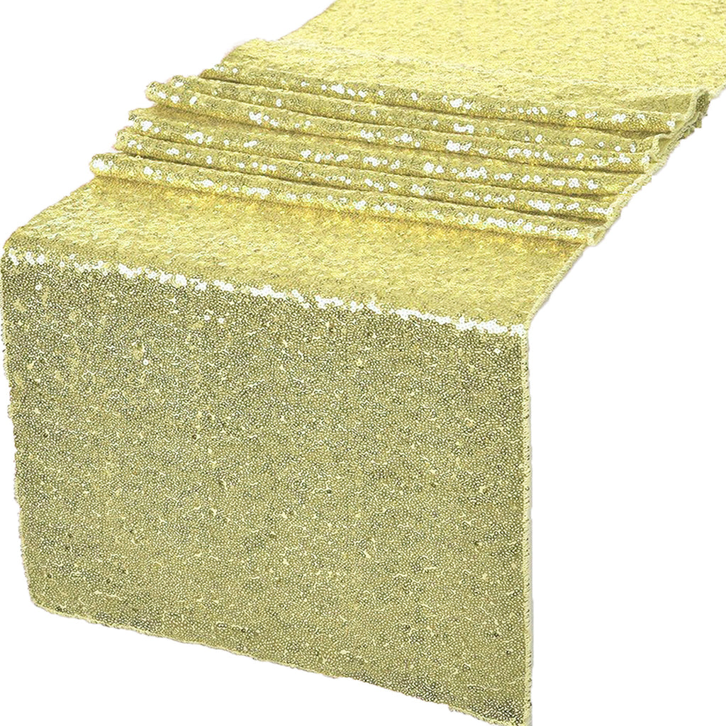 GW Linens Champagne Glitz Sequin Table Runners 12" x 108"
