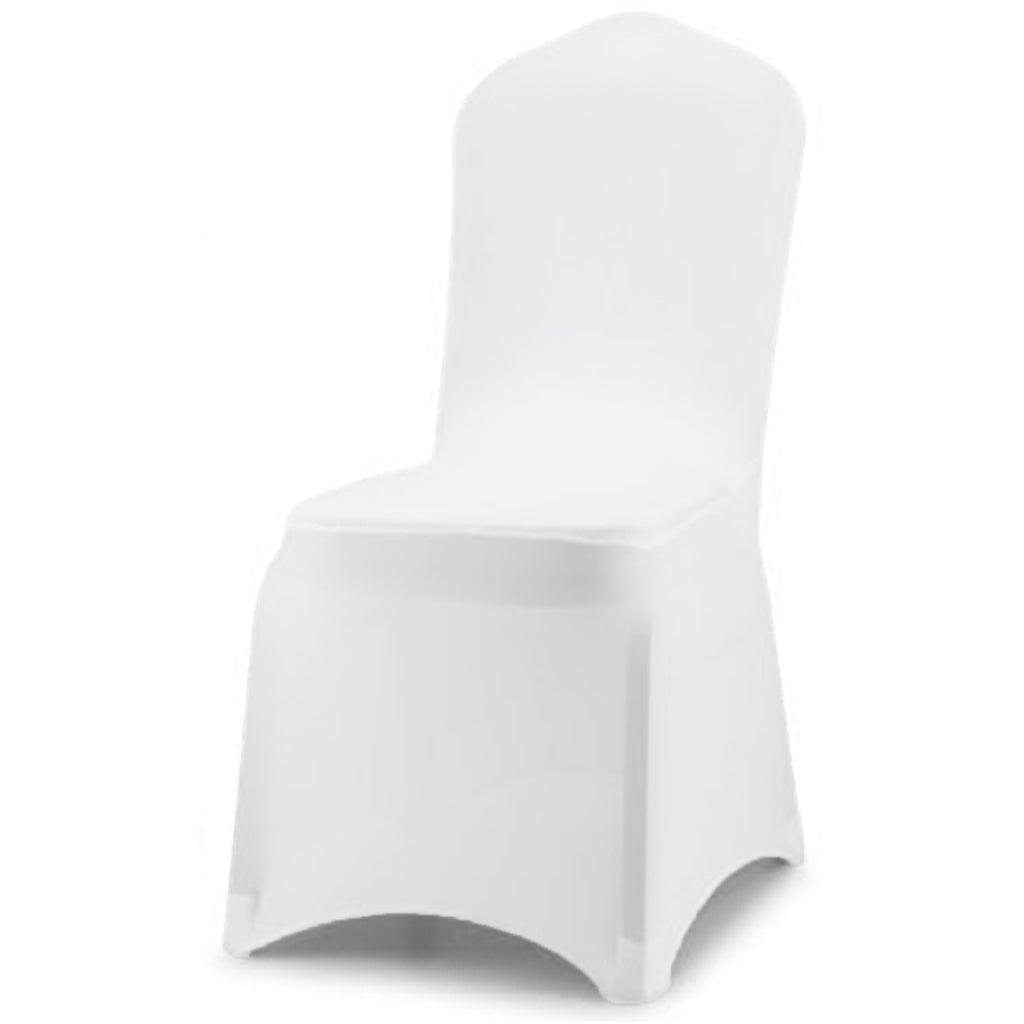 White Stretch Banquet Spandex Chair Cover Flat Front
